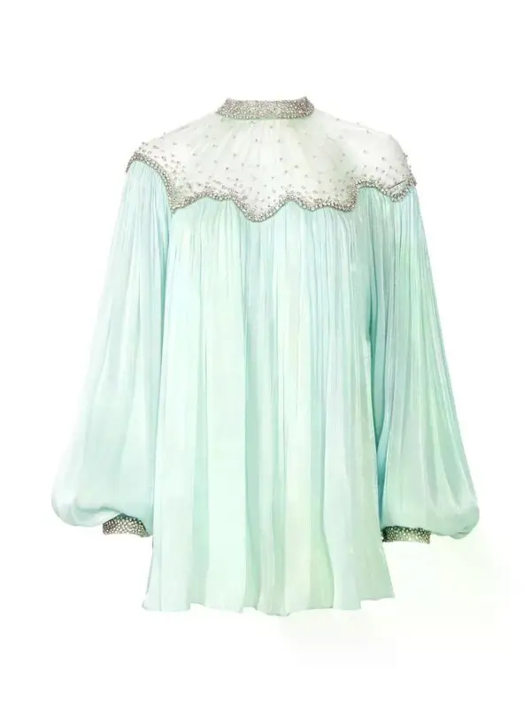 Costarellos Timma Crystal-embellished Georgette Blouse
