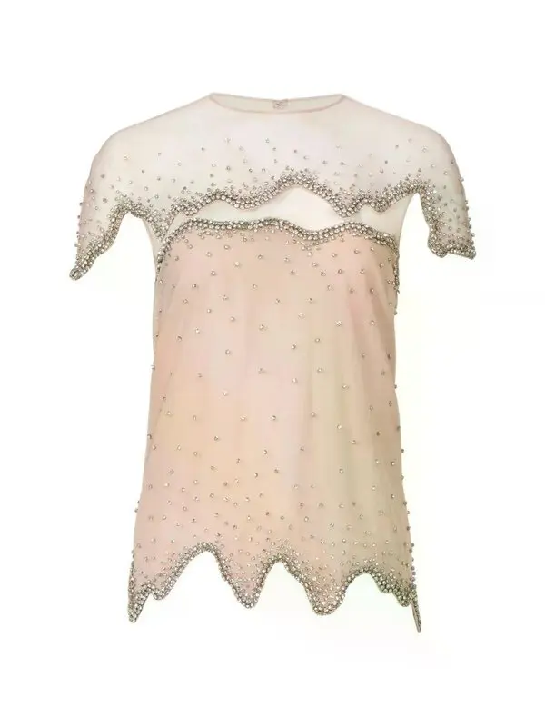 Costarellos Anika Crystal-embellished Tulle Top