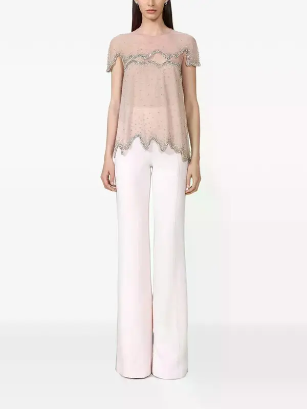 Costarellos Anika Crystal-embellished Tulle Top