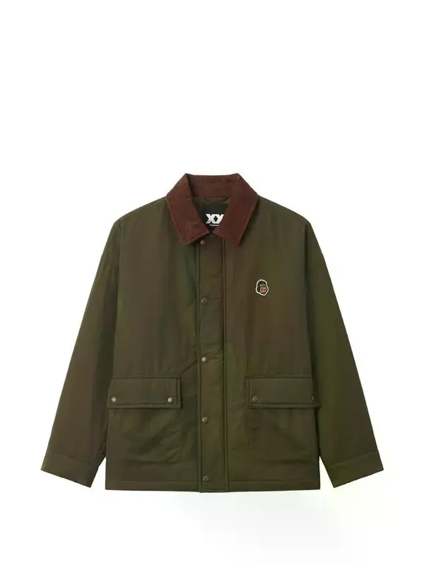 FINGERCROXX Corduroy-collar Logo-patch Jacket - Green