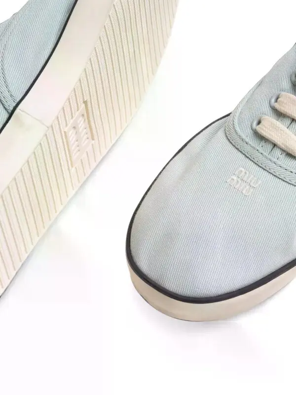 Miu Miu Distressed Denim Sneakers