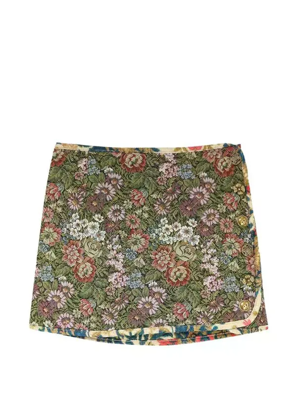 Farm Rio Arabesque Quilted Reversible Mini Skirt - Green
