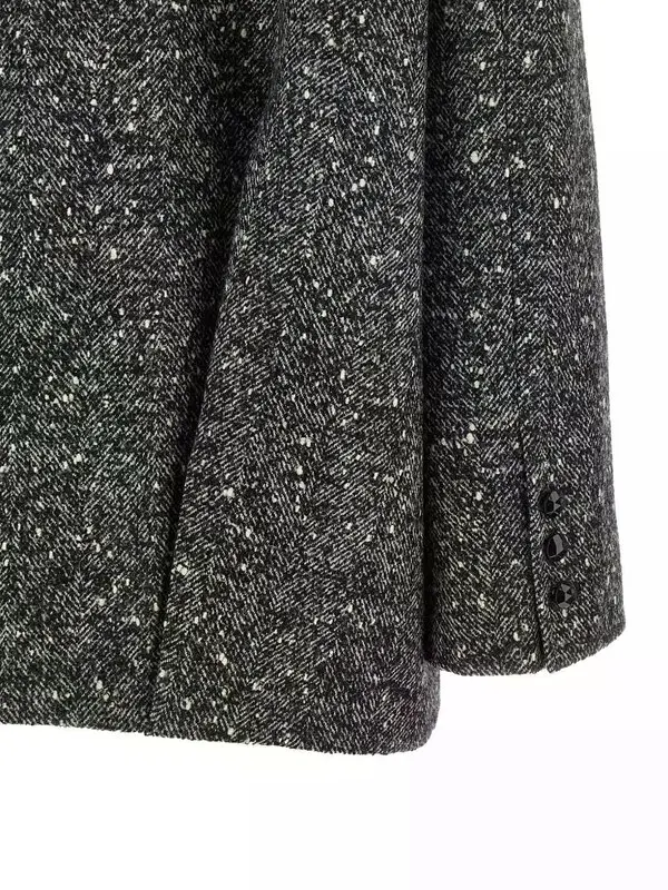 Valentino Garavani Single-breasted Chevron Bouclé Caban With Shearling