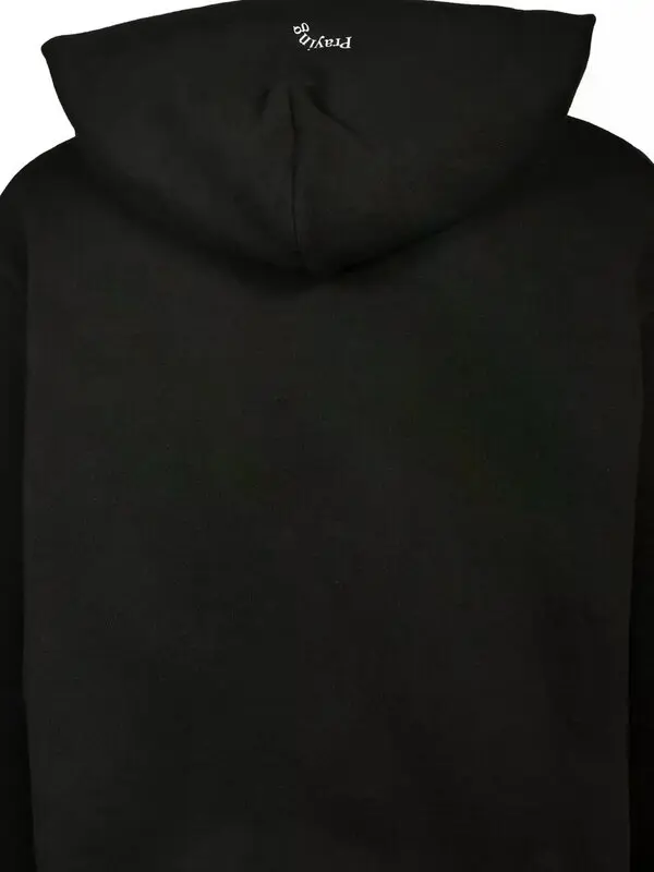 PRAYING Busy Slogan-print Zip-up Hoodie