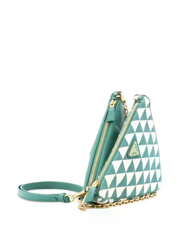 Prada Double Symbole Triangle Bag Leather And Jacquard Mini Shoulder Bag
