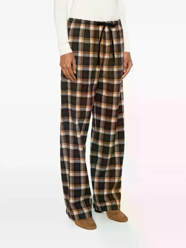 FORTE_FORTE Check-pattern Drawstring-waist Trousers