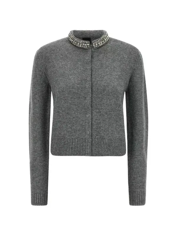 Pinko Cardigan With Jewel Collar - Grey
