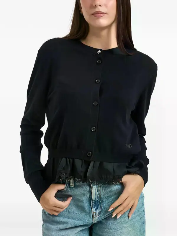 Liu Jo Lace-trim Ruffled Cardigan - Black