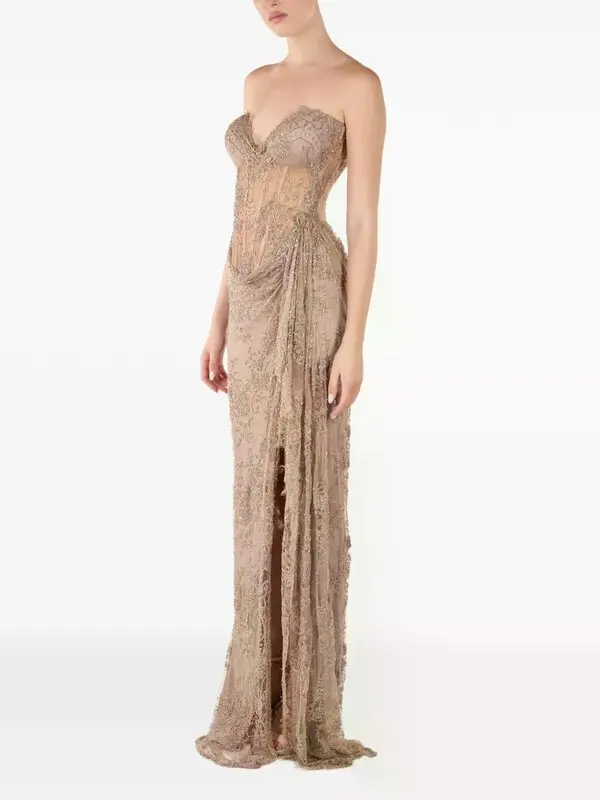 ANDREEA VENECIUC Elara Lace-embroidered Corset-style Gown