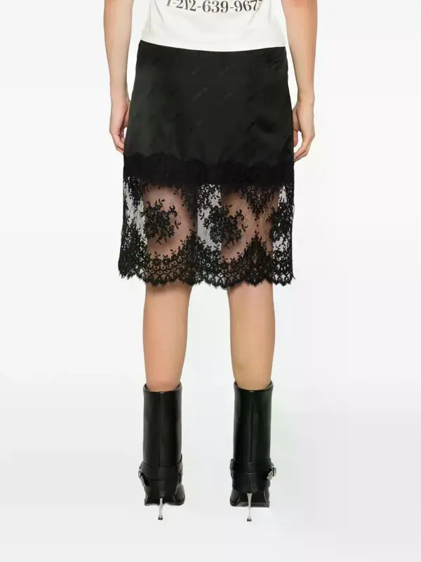 WILLY CHAVARRIA Fondo Lace-trim Midi Skirt