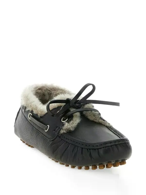 Brunello Cucinelli Monile Shearling-lined Loafers - Black