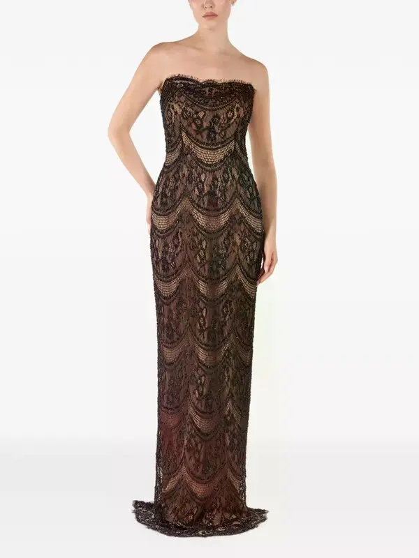 ANDREEA VENECIUC Valeria Strapless Lace Gown - Black
