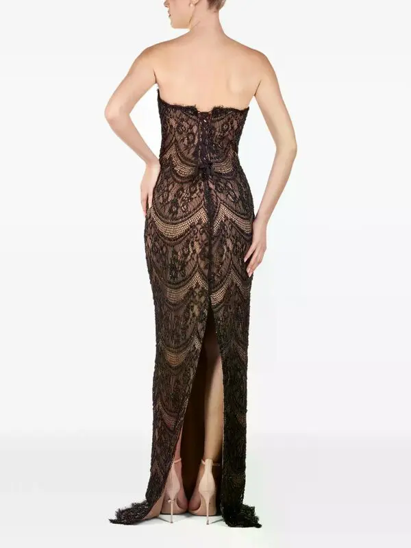 ANDREEA VENECIUC Valeria Strapless Lace Gown - Black