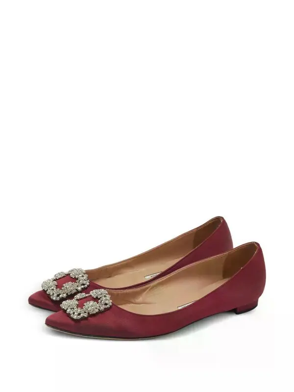 Manolo Blahnik Hangisi Buckle Ballet Flats - Red