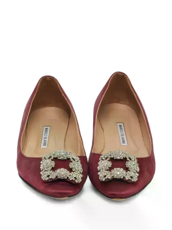 Manolo Blahnik Hangisi Buckle Ballet Flats - Red