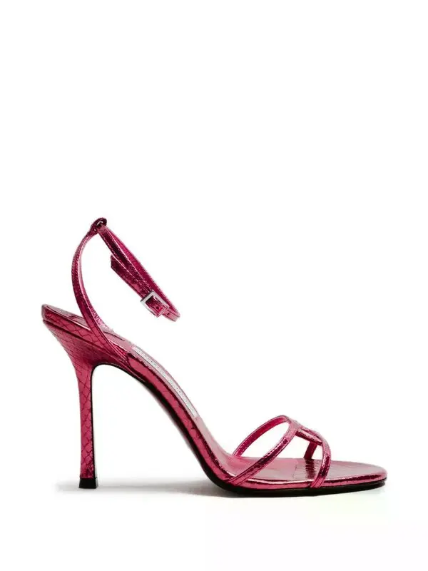 JIMMY CHOO Leo Metallic Leather Sandals - Purple