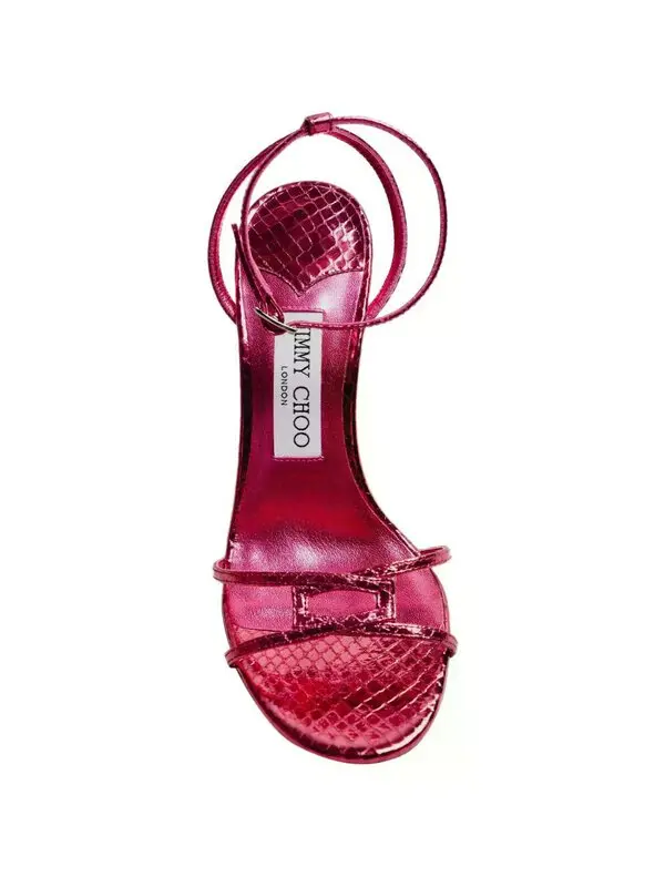 JIMMY CHOO Leo Metallic Leather Sandals