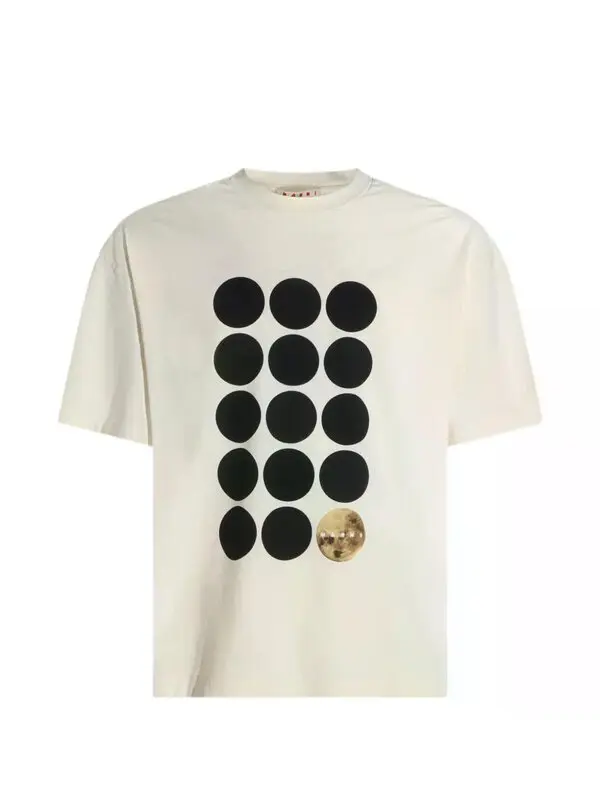 Marni White Cotton T-shirt With Planet Print