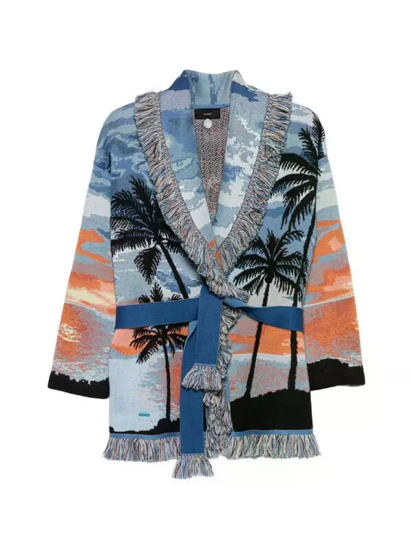 Alanui Fringe-trimmed Palm-print Cardigan