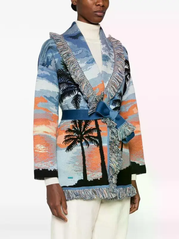Alanui Fringe-trimmed Palm-print Cardigan