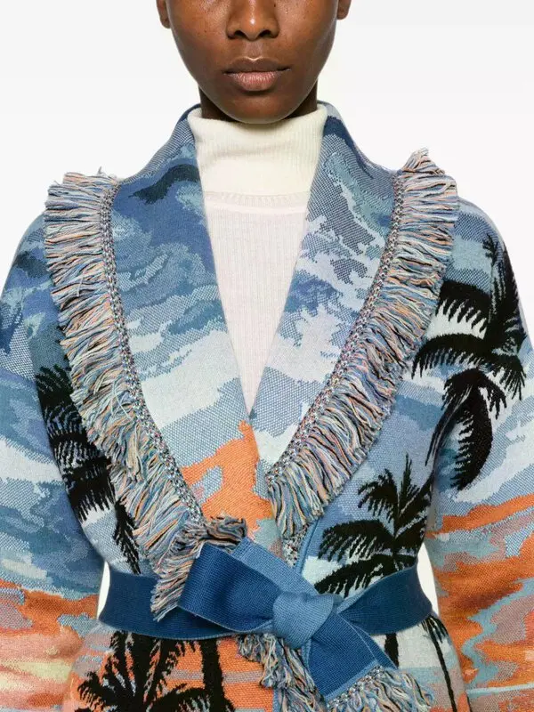 Alanui Fringe-trimmed Palm-print Cardigan