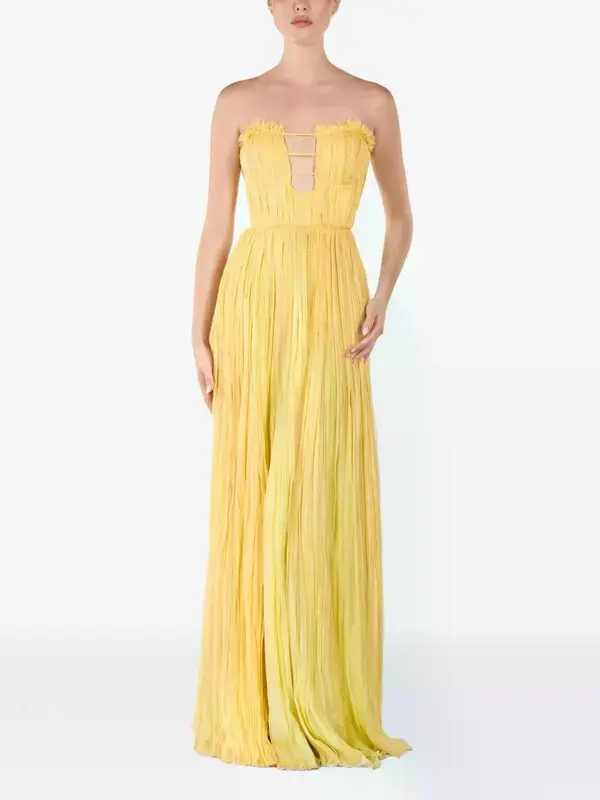 ANDREEA VENECIUC Strapless Pleated Maxi Dress