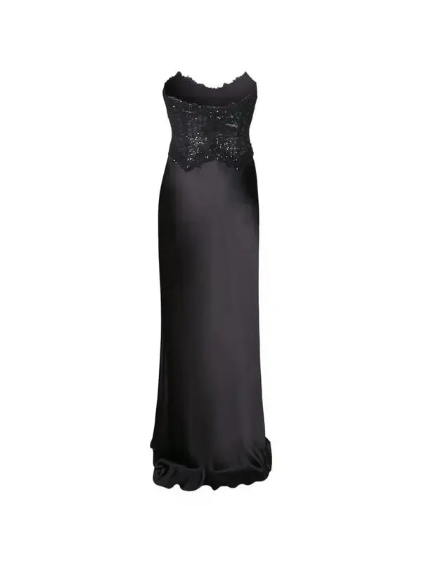 NISSA Lace-panelled Sequin-embellished Maxi Dress