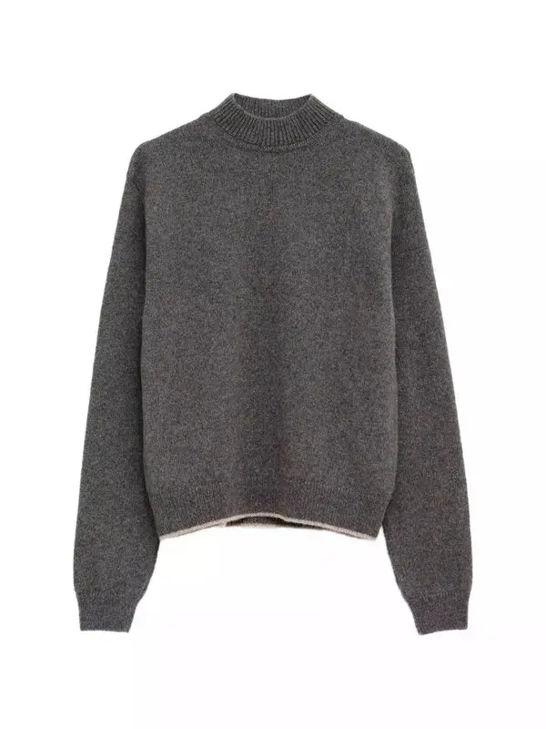Jacquemus Contrast-trim High-neck Sweater - Grey