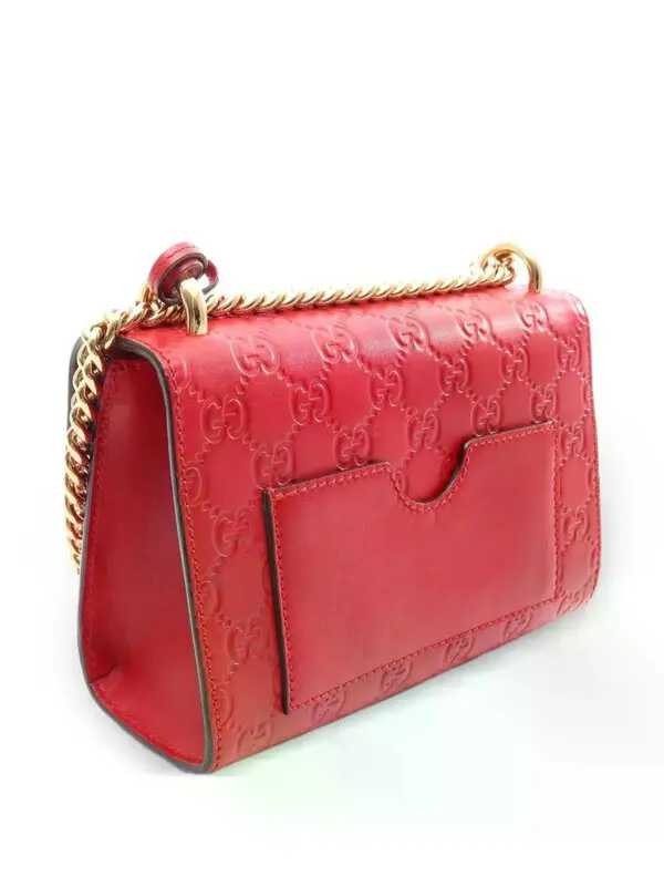 Gucci 2010s Small Padlock Guccissima Shoulder Bag - Red