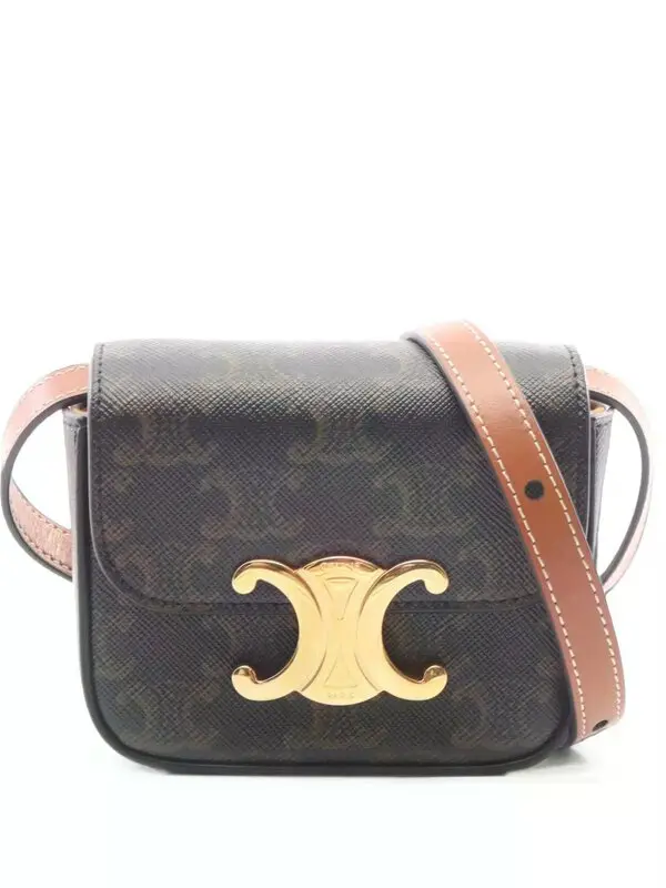 Celine 2010s Mini Claude Triomphe Cross Body Bag - Black