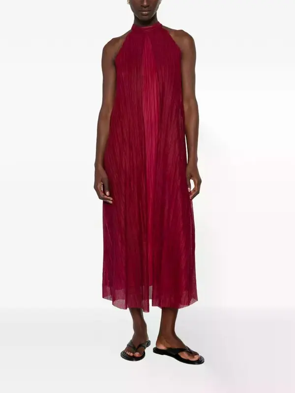 GONGDID DESIGN Plissé-effect Halter-neck Midi Dress