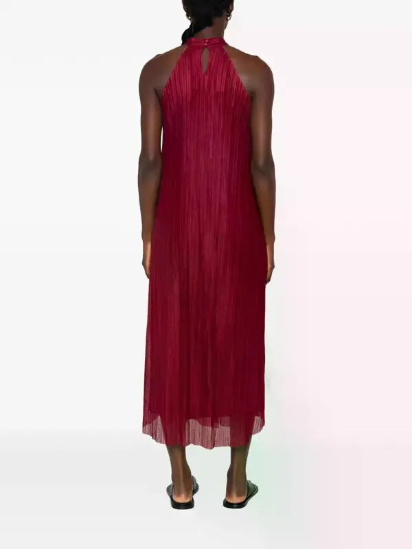GONGDID DESIGN Plissé-effect Halter-neck Midi Dress