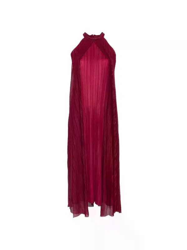 GONGDID DESIGN Plissé-effect Halter-neck Midi Dress