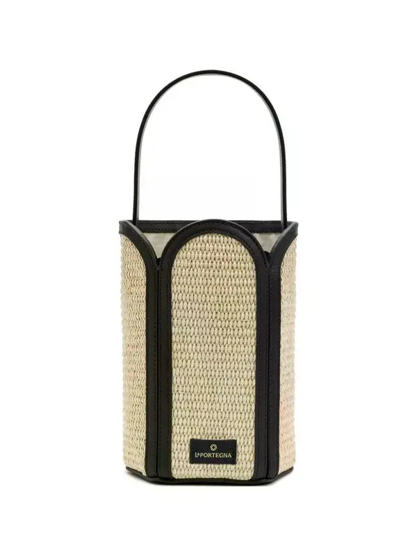 LA PORTEGNA Bárbara Leather-trim Buccket Bag