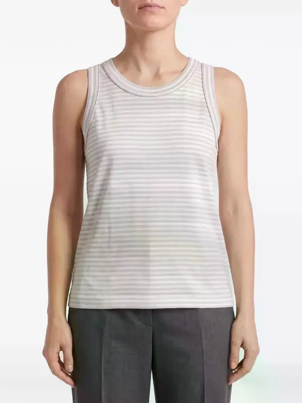 Brunello Cucinelli Striped Cotton Tank Top - Neutrals