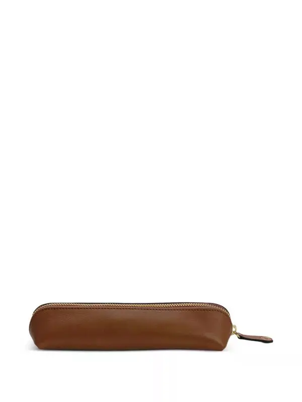 LA PORTEGNA Logo-print Leather Pencil Case - Brown