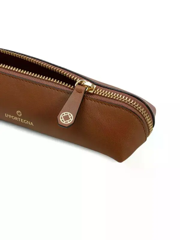 LA PORTEGNA Logo-print Leather Pencil Case