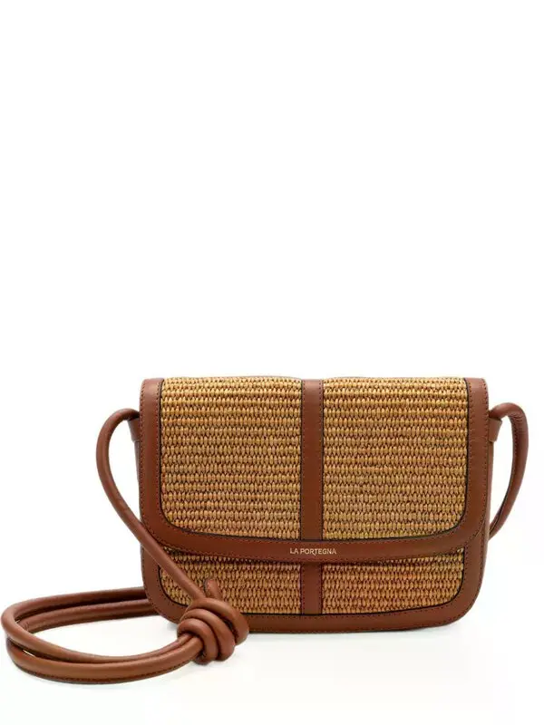 LA PORTEGNA Lucía Leather-trim Shoulder Bag