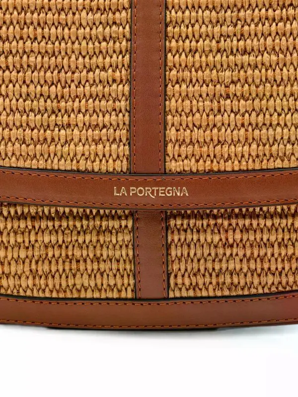 LA PORTEGNA Lucía Leather-trim Shoulder Bag
