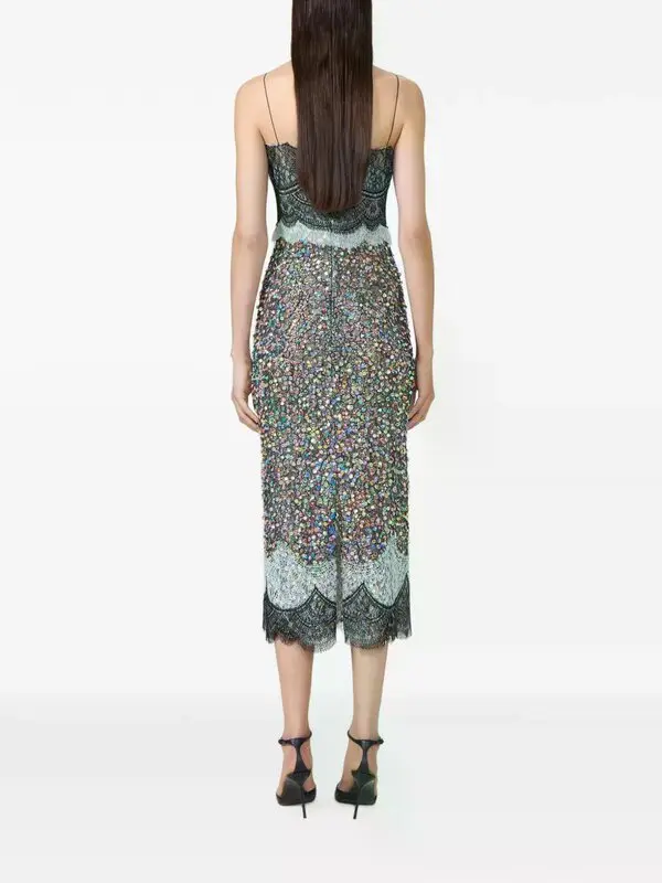 Costarellos Lindra Lace Sequined Midi Dress