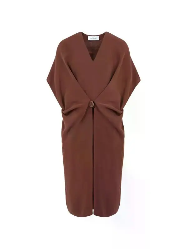 YVES SALOMON Midi Draped Silk-crepe Dress