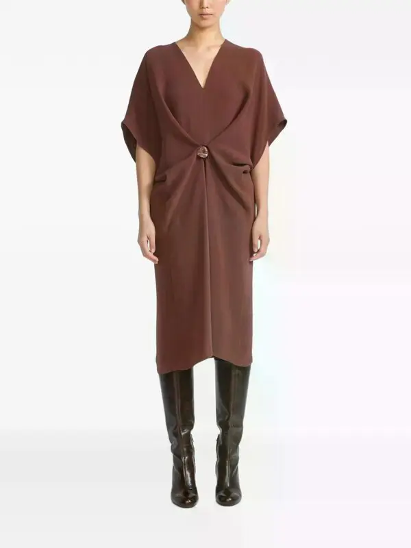 YVES SALOMON Midi Draped Silk-crepe Dress