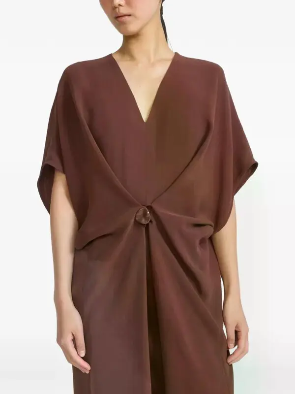 YVES SALOMON Midi Draped Silk-crepe Dress