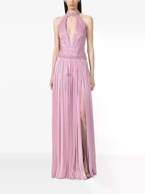 Costarellos Juliette Crystal-embellished Halterneck Gown