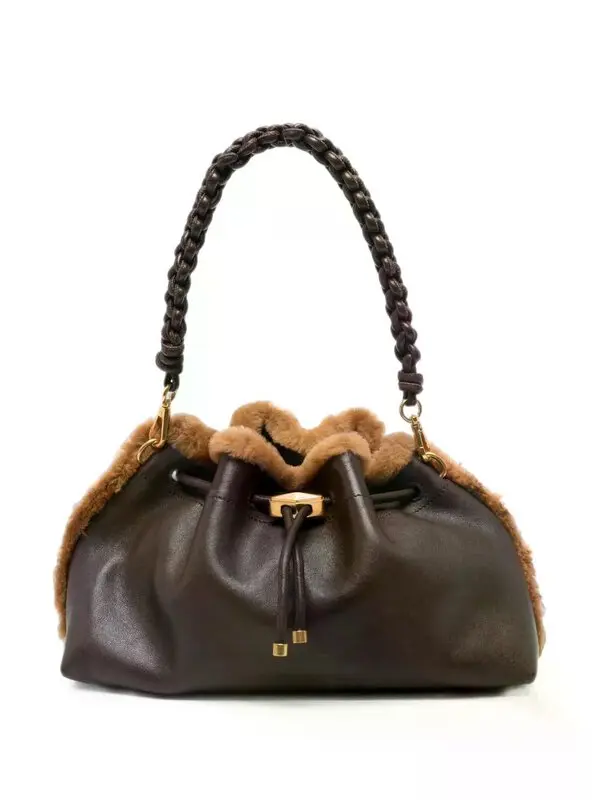 JIMMY CHOO Bon Bon Ew Shearling-trim Shoulder Bag