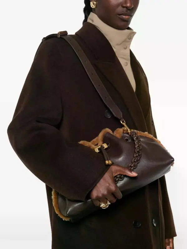 JIMMY CHOO Bon Bon Ew Shearling-trim Shoulder Bag