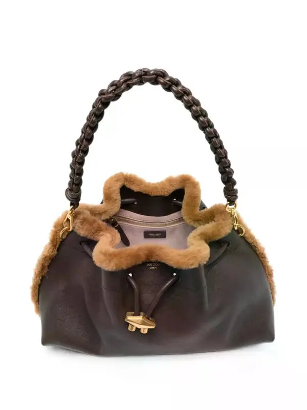 JIMMY CHOO Bon Bon Ew Shearling-trim Shoulder Bag