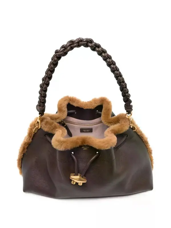 JIMMY CHOO Bon Bon Ew Shearling-trim Shoulder Bag