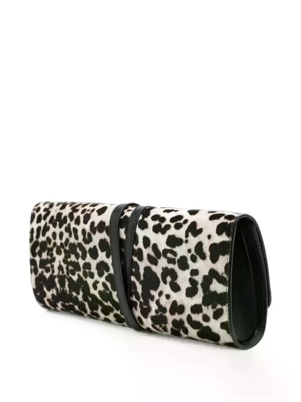 LIFFNER Belted Leopard-print Haircalf Clutch Bag