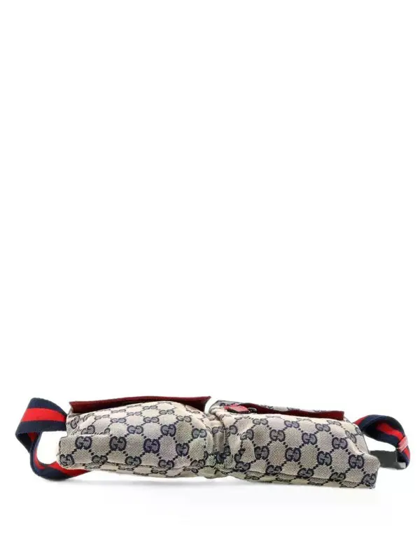 Gucci Vintage Double Gg Canvas With Leather Belt Bag
